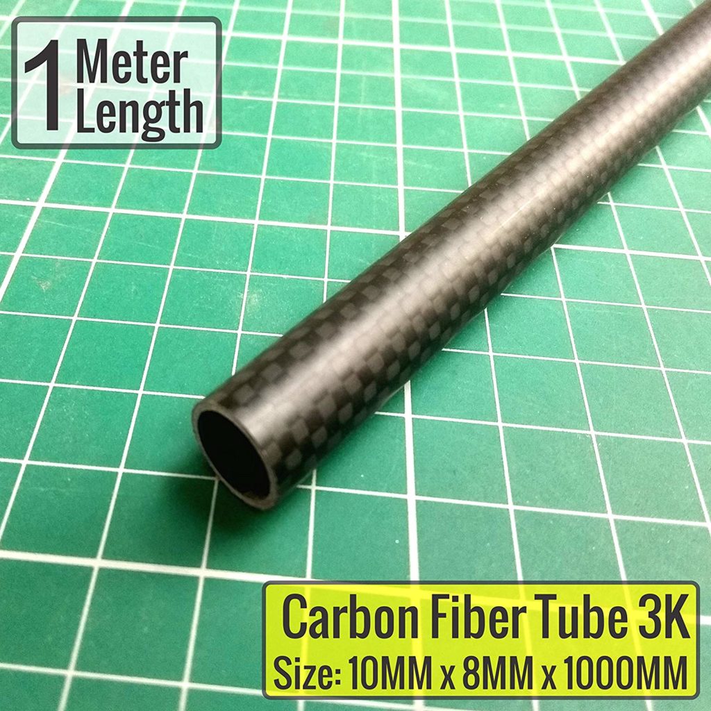 Carbon Fiber / Fibre Tube 3K Roll Wrapped (1 Pcs) : 10mm x 8mm x 1000mm ...
